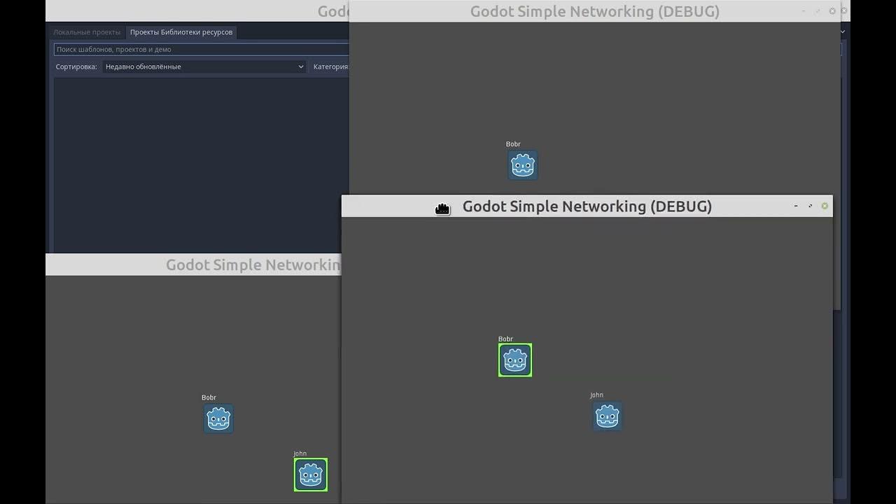 Godot engine. Create simple MMORPG. From beyond #1 Testing connect to ...