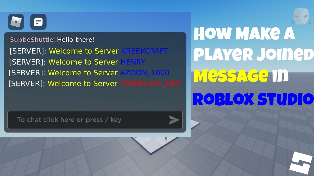 How Make A Player Joined Message In Roblox Studio - YouTube
