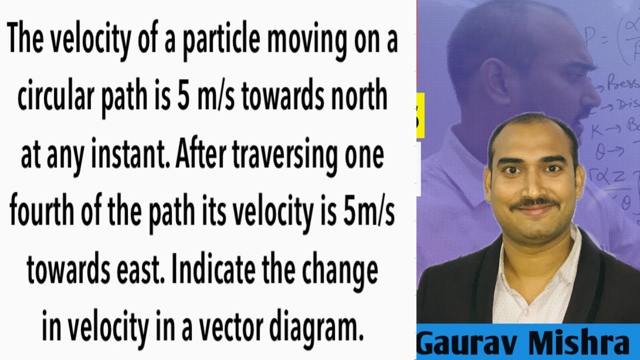 The velocity of a particle moving on a circular path is 5 cm/s towards ...