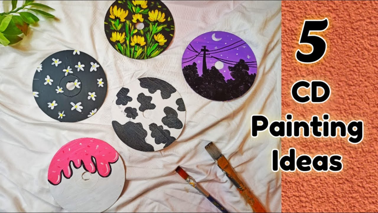 5 CD Painting Ideas | Painting CDs | Easy | DIY |best out of waste ...