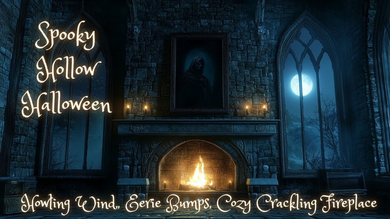 Echoes of Night : Howling Wind, Eerie Bumps, Cozy Crackling Fireplace ...