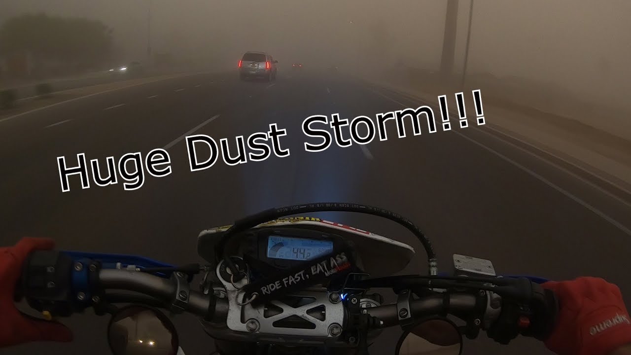 Huge Dust Storm On Motorcycle!! - YouTube