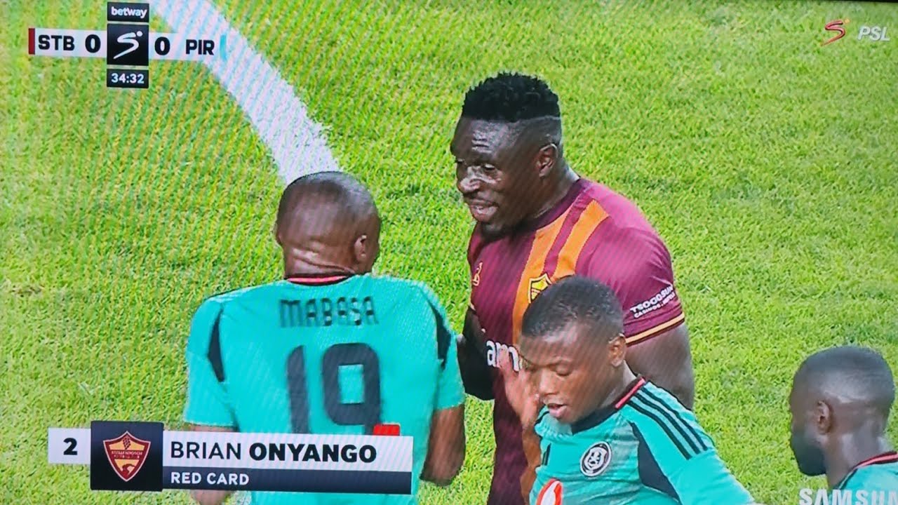 Red Card Brian Onyango Stellenbosch vs Pirates live match updates - YouTube