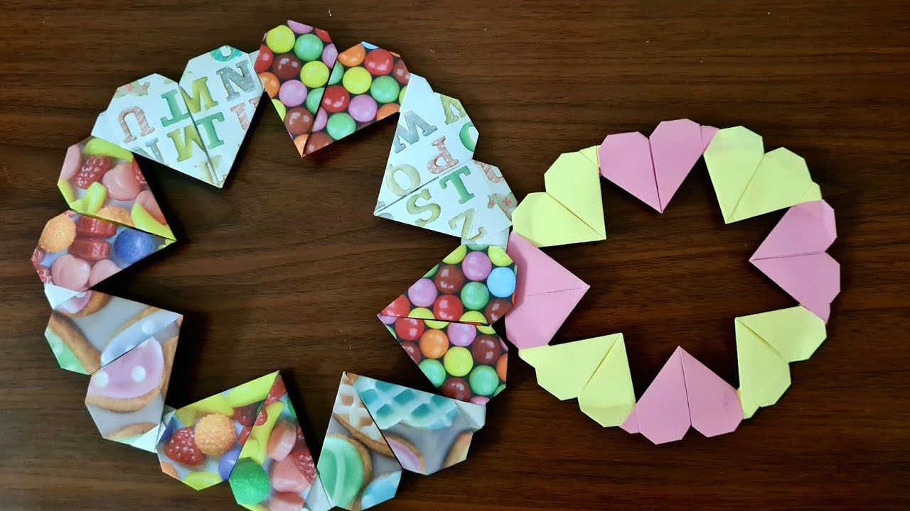 GAWA TAYO NG ORIGAMI HEART WREATH TUTORIAL 61 - YouTube