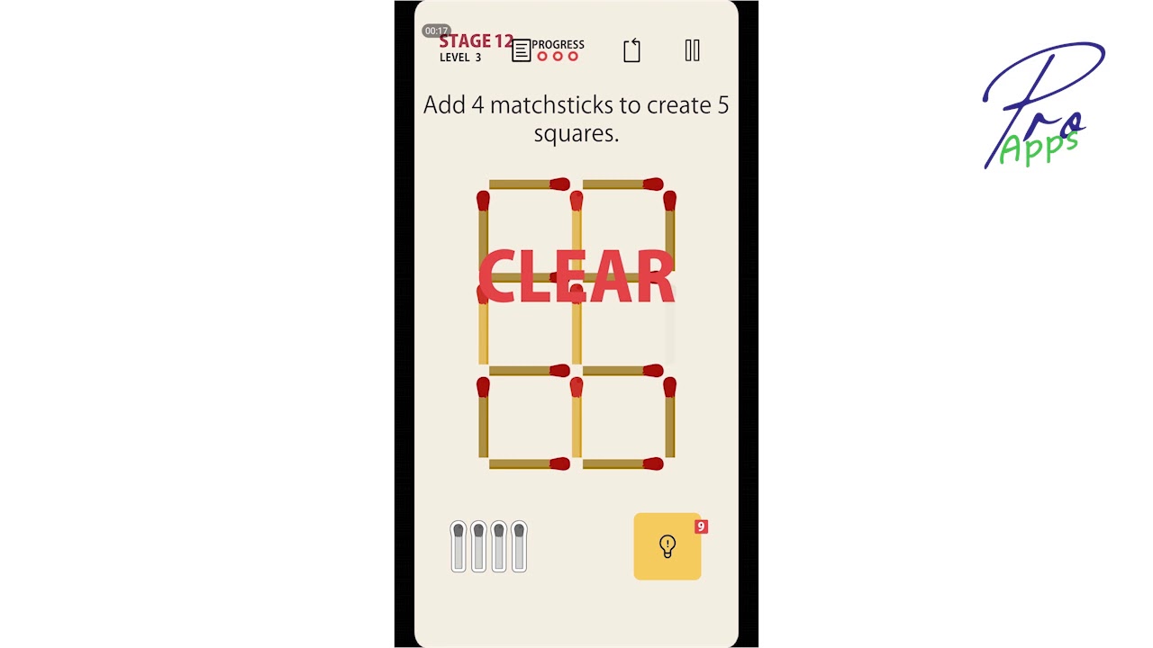 Add 4 matchsticks to create 5 squares | Matchsticks Puzzle Game | Level ...