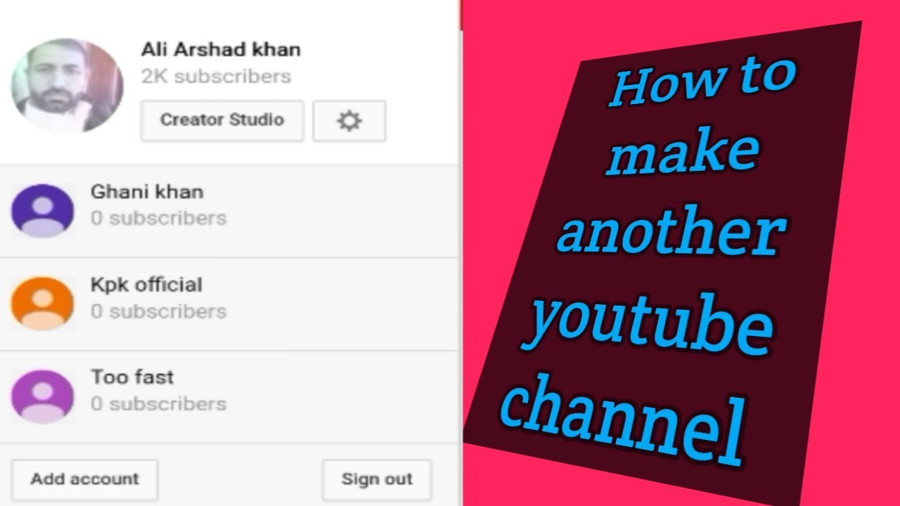 Add second channel l how to create another youtube channel by Ali ...