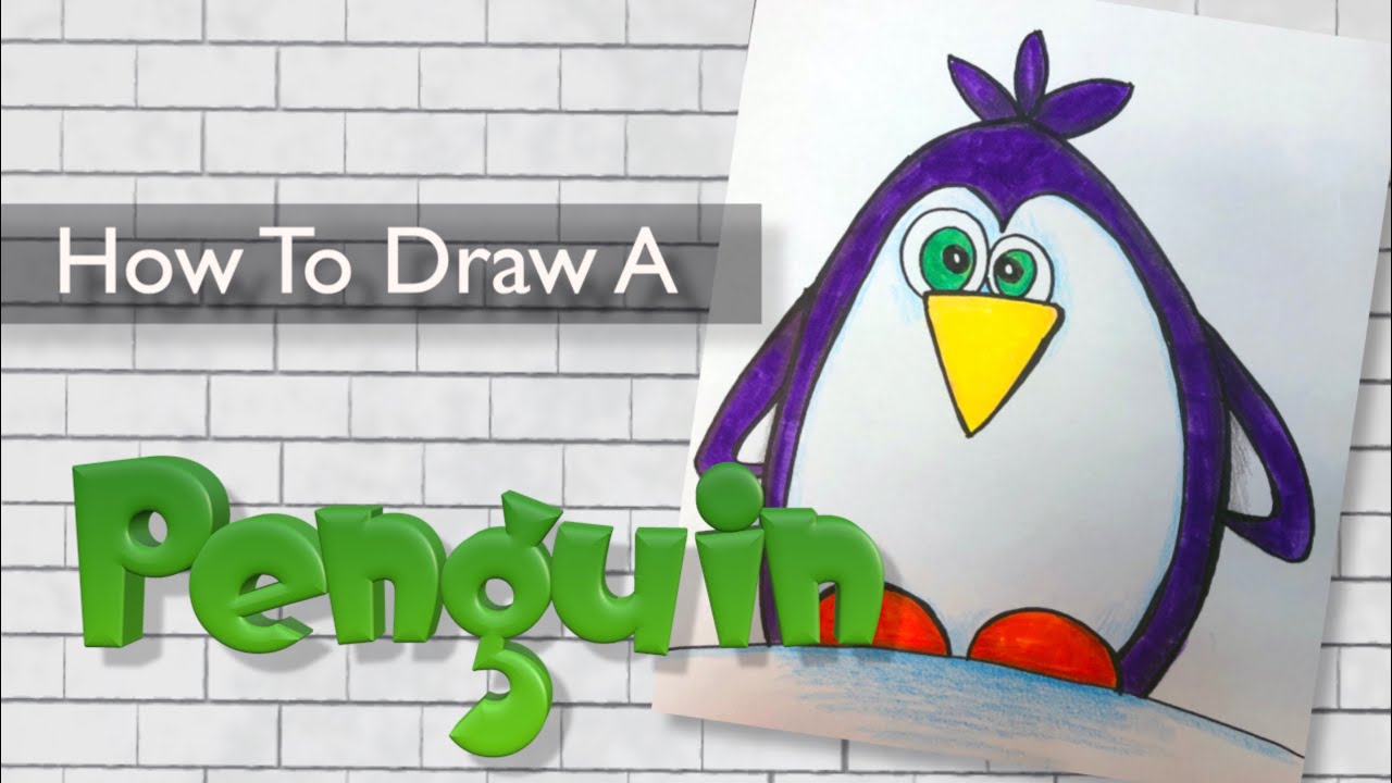 How to Draw a Penguin 🐧Winter ️ Easy ️ Step by Step 🐧FrazierTales ️ ...