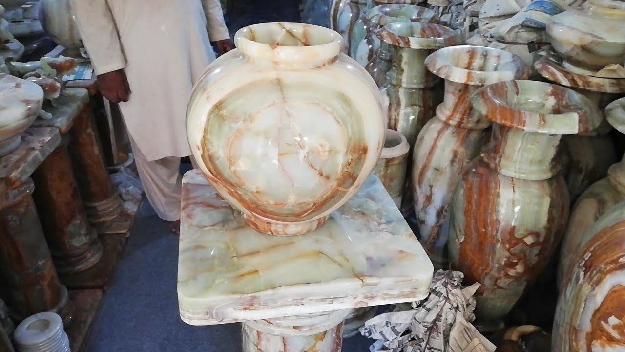 Marble Pillar with flowers pot. - YouTube