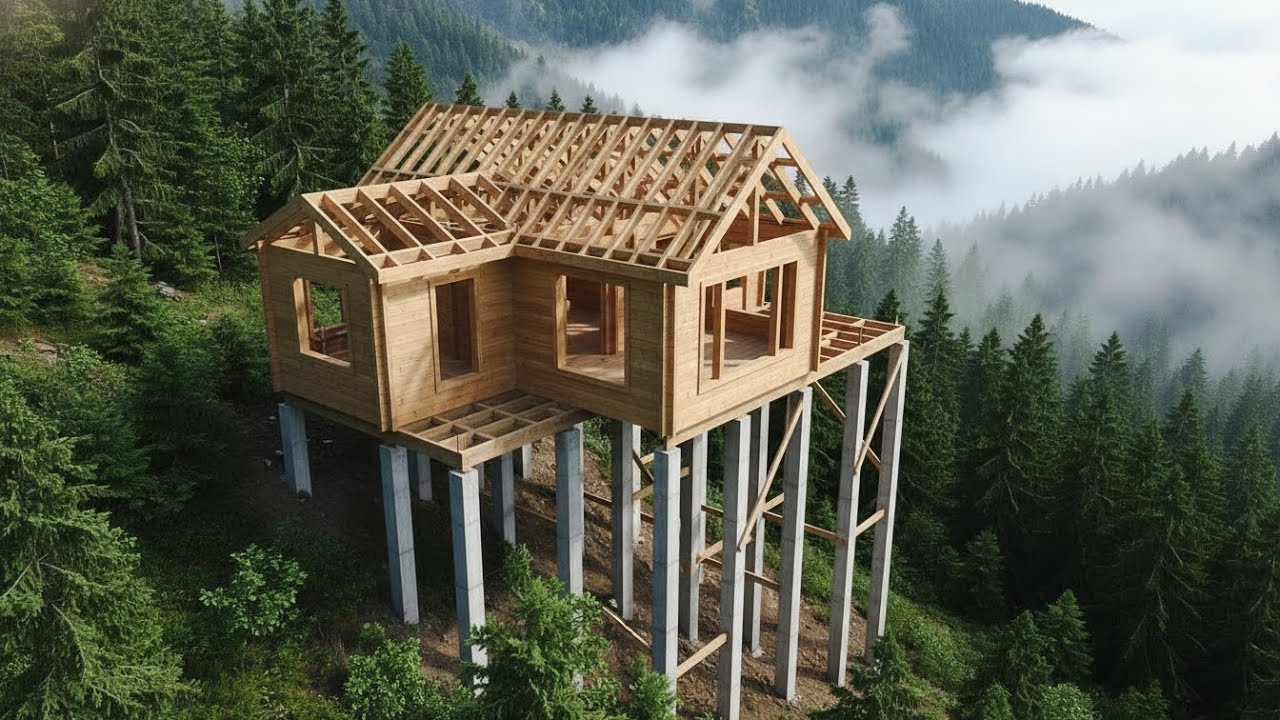 The genius girl built herself a wooden house - a bed, a lovely table in ...