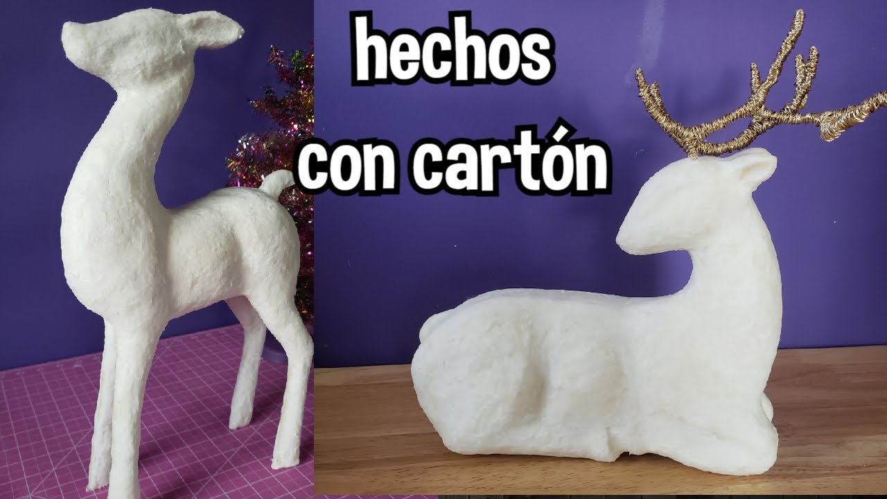 2 renos hechos con cartón y papel con archivos descargables gratis ...