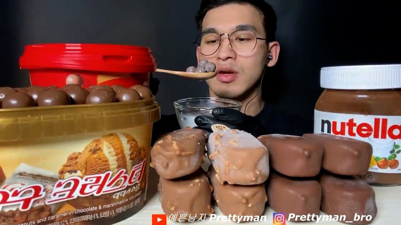 Asmr Food Chocolate Ice Cream Maltesers And Nutella Mukbang No