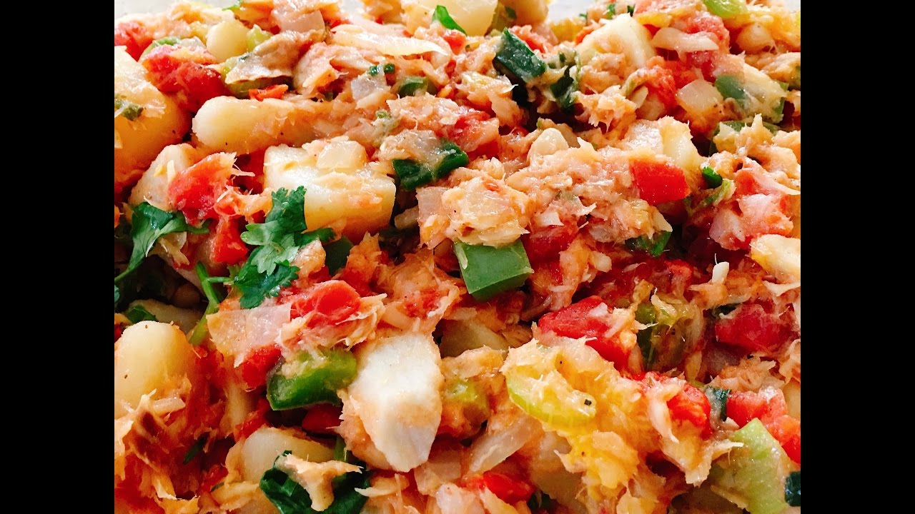 Saltfish With Ground Provisions and Plantains (View in HD) - YouTube