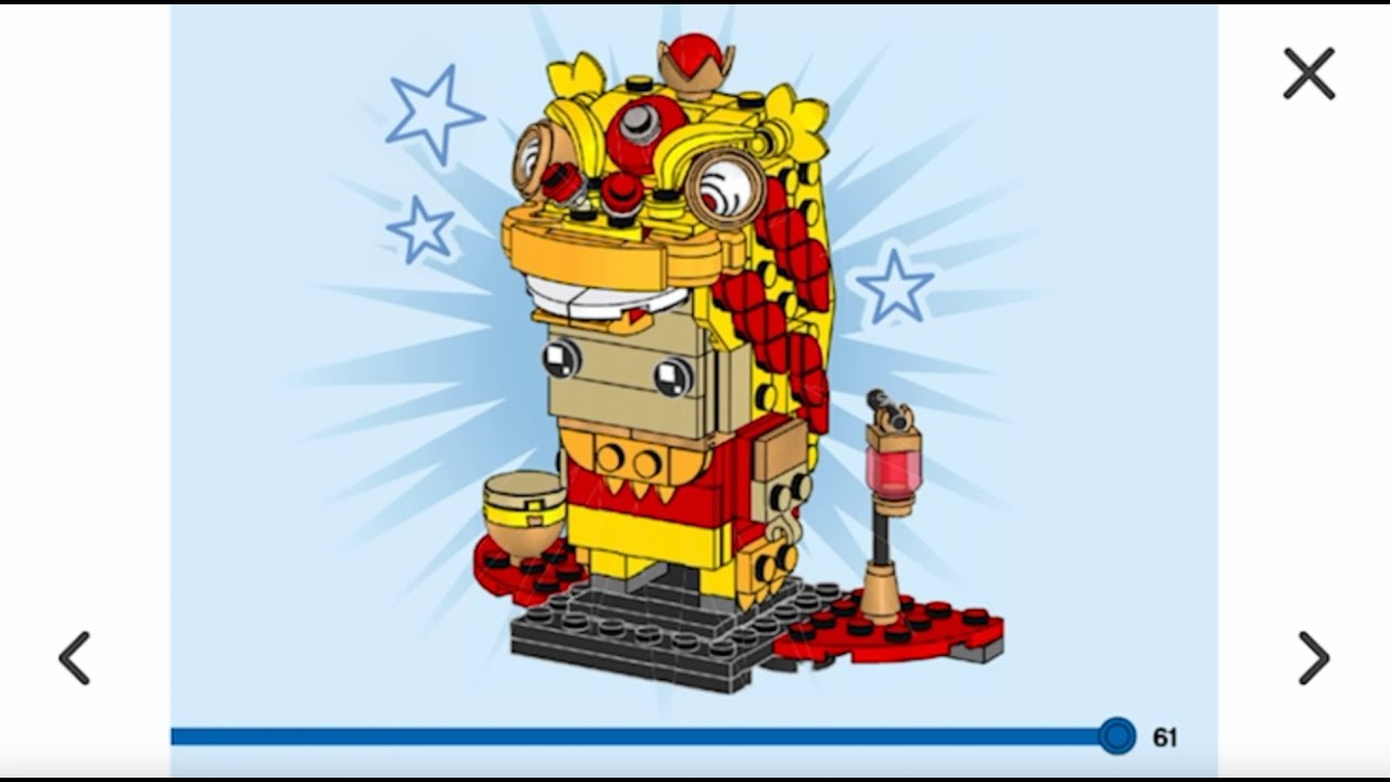 LEGO Lion Dance Guy BrickHeadz 40540 Building Instructions - YouTube