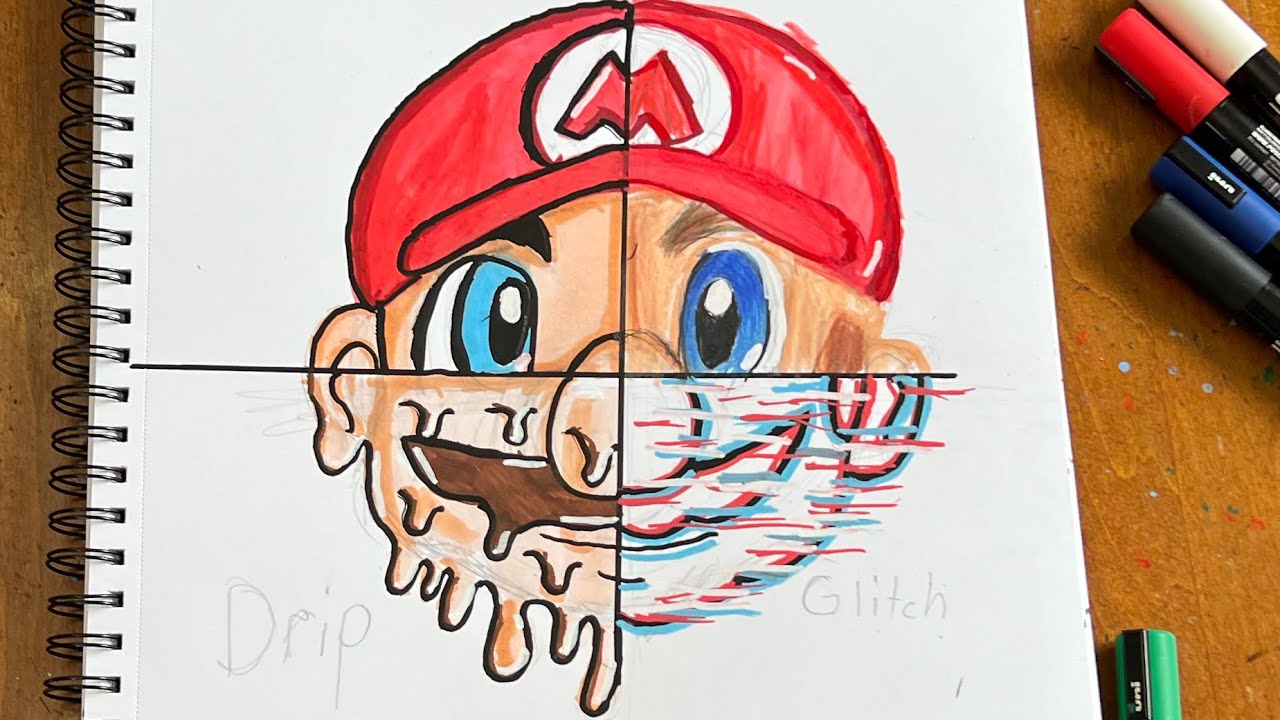 Drawing Mario in four different styles one drawling, but four styles ...