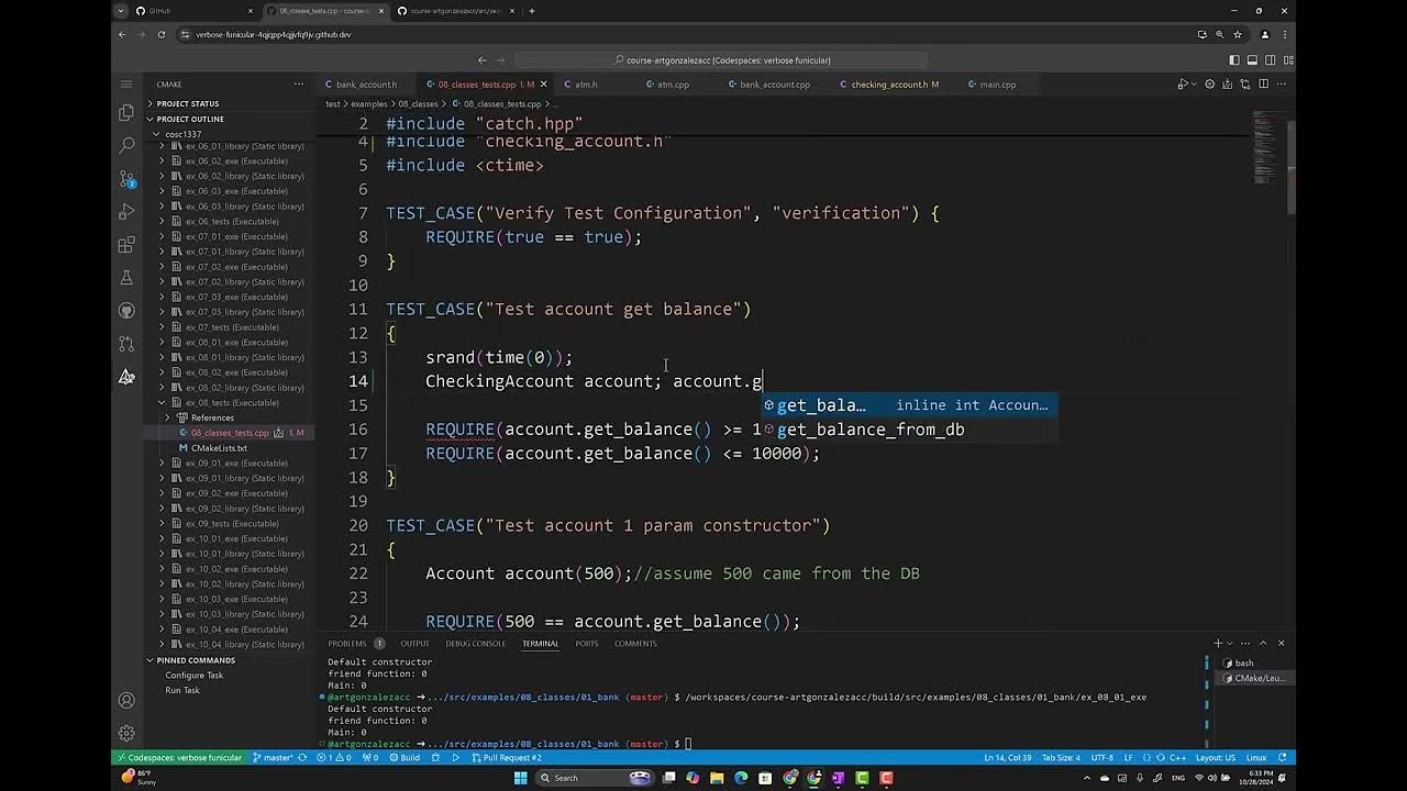 102824 COSC 1337 C++ object-oriented: inherit checking from account - YouTube