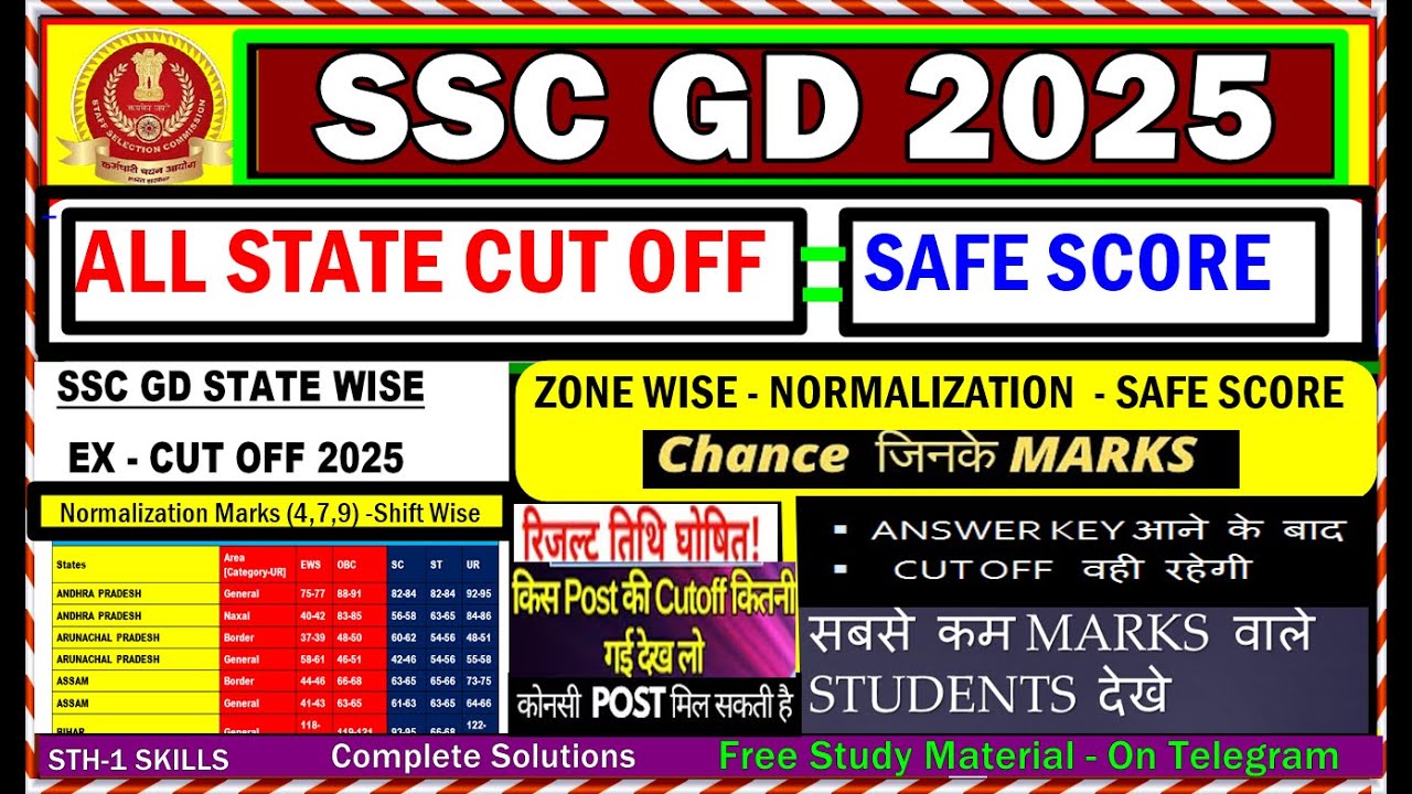 SSC GD 2025 EXPECTED CUT OFF STATE WISE || SSC GD CUT OFF 2025 SSC GD ...
