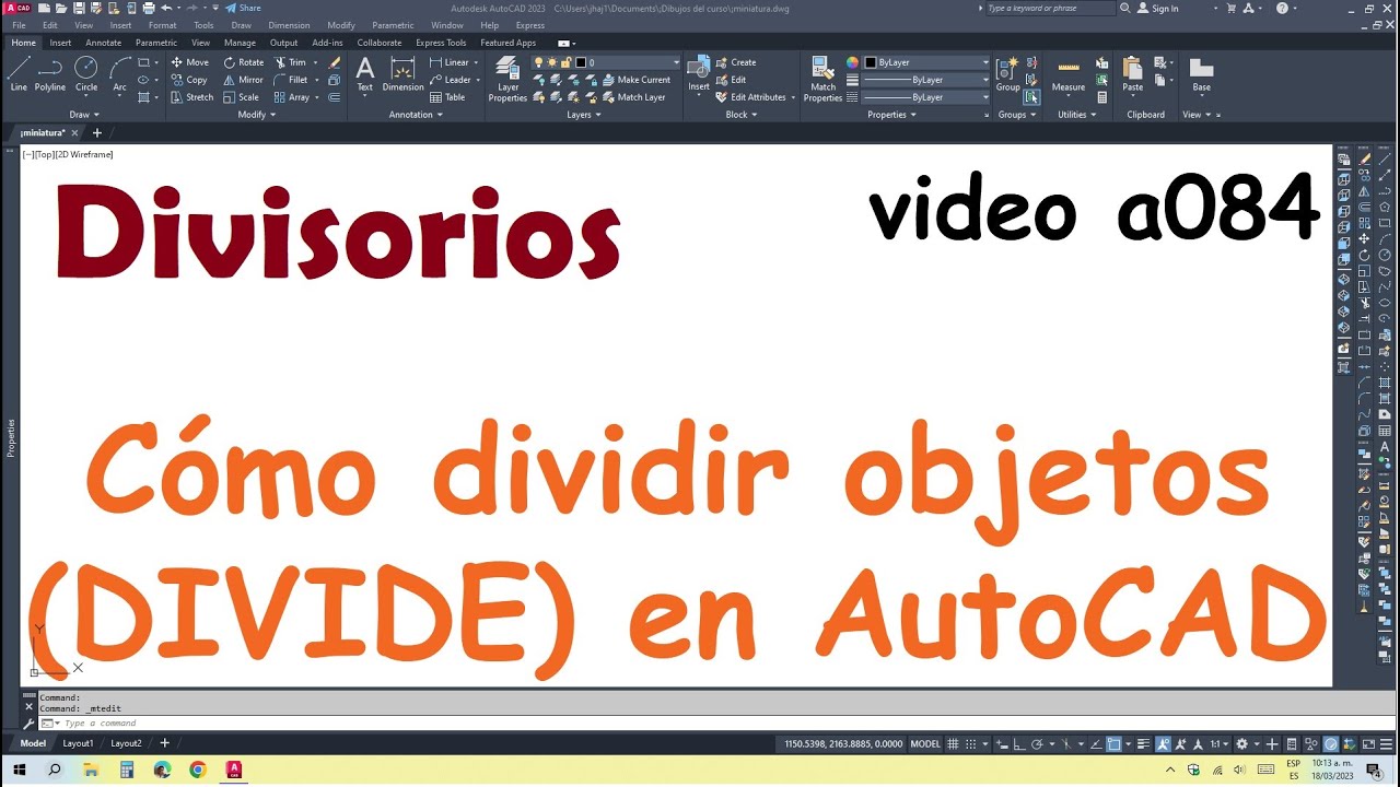 Dividir objetos (DIVIDE) en AutoCAD - YouTube