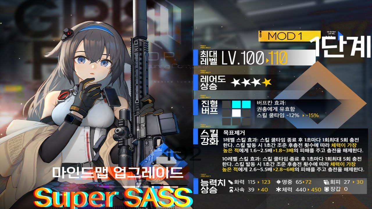 【소녀전선】 슈퍼사스(Super SASS) 개조 정보에 대해 알아봅시다 - YouTube