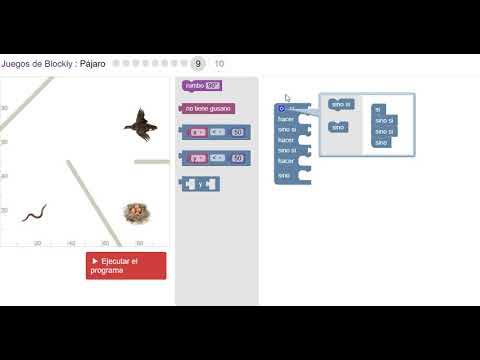 resolución de los niveles 5, 7 y 9 del juego del pájaro de Blockly Game - YouTube