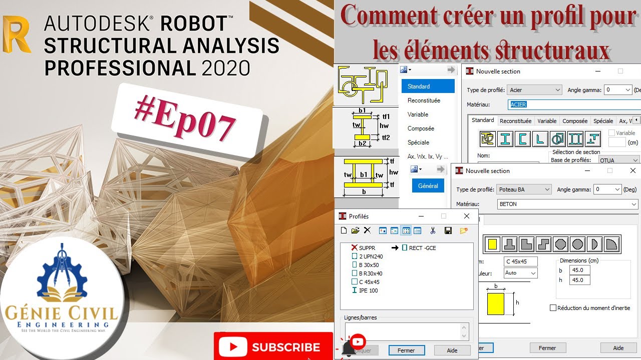 Autodesk Robot Structural Analysis 2020 | Ep07-Comment créer un profil ...