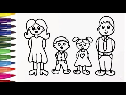 How to draw a cute and beautiful family Drawing, Easy drawing and ...