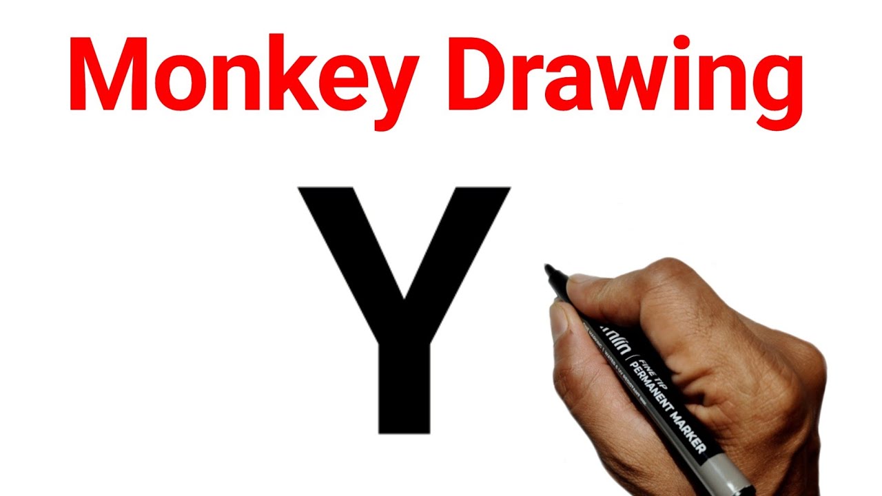 How To Draw A Monkey From Letter Y l Monkey Drawing Easy Tutorial l ...