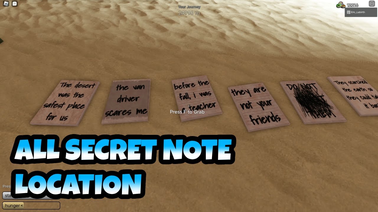 ALL SECRET NOTES LOCATION | Roblox A Dusty Trip - YouTube