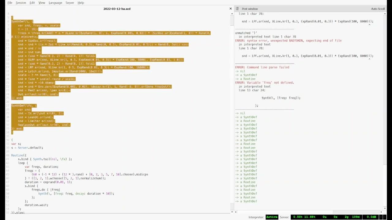 Algorithmic Glitch Ambient In Supercollider Youtube