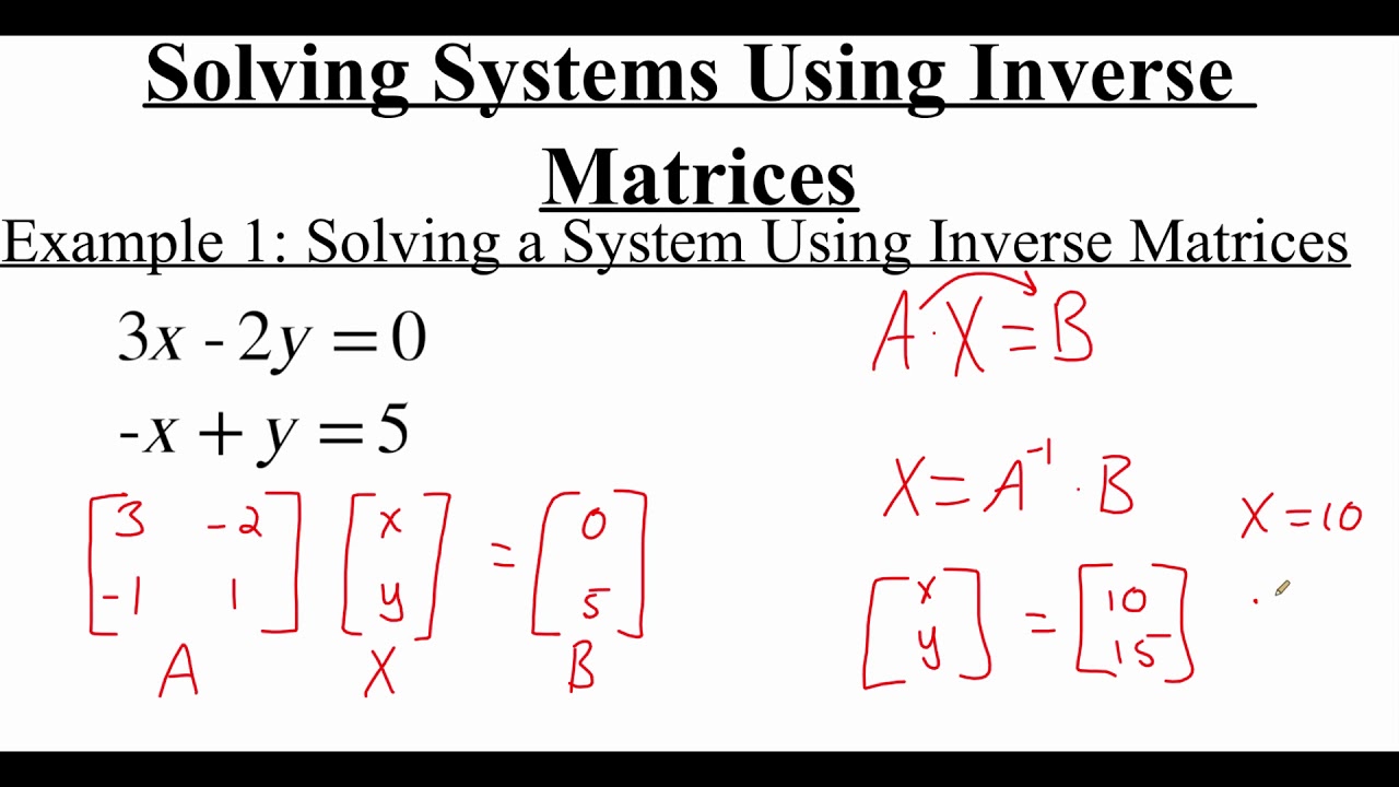 7 3 5 Solving Systems Using Inverse Matrices YouTube