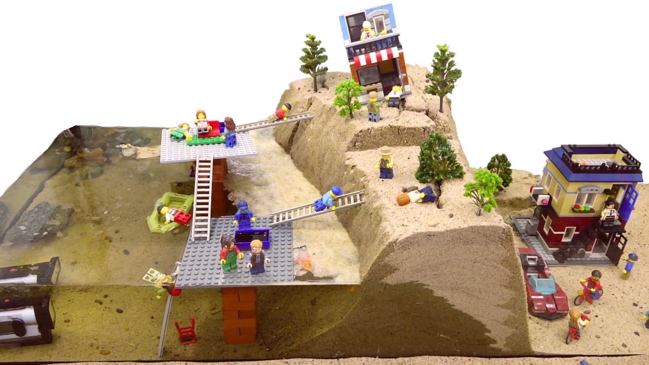 Dam Breach Experiment - Massive Failure Of New LEGO Minifigs Dam And ...