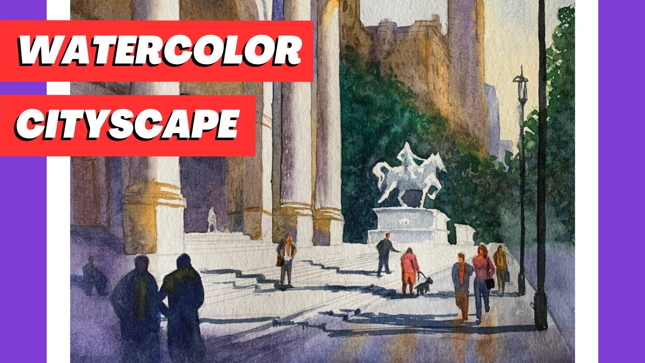 Watercolor cityscape study after Thomas Schaller - YouTube