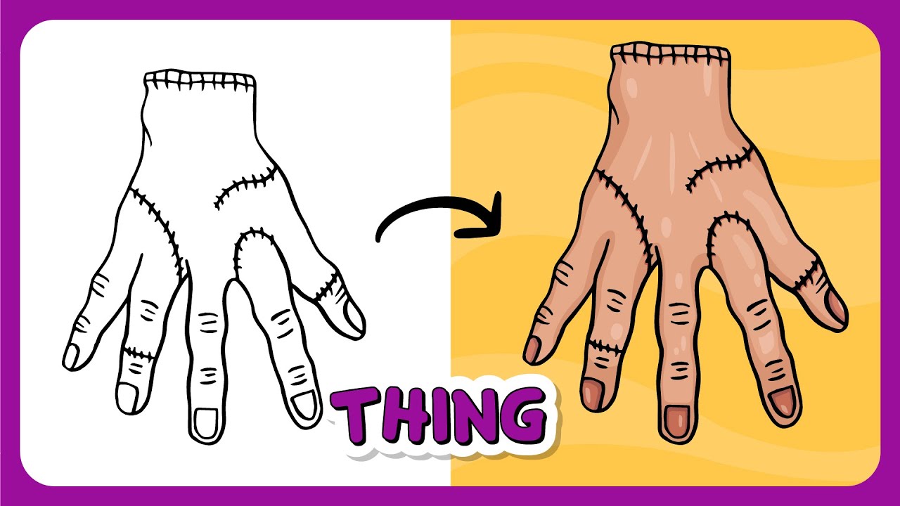 How to draw Thing 🎨 Netflix Wednesday Addams Family | Easy to Draw Step ...