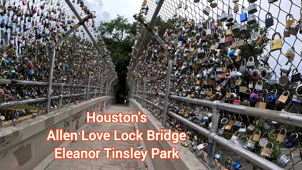 4K Houston Allen Love Lock Bridge Eleanor Tinsley Park Allen Parkway 4k-houston-allen-love-lock-bridge-eleanor-tinsley-park-allen-parkway