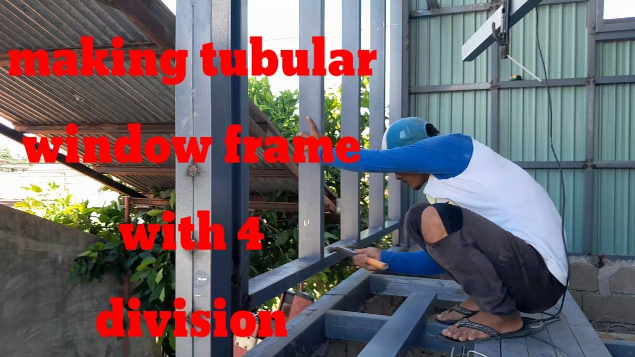 making tubular window frame with 4 division - YouTube