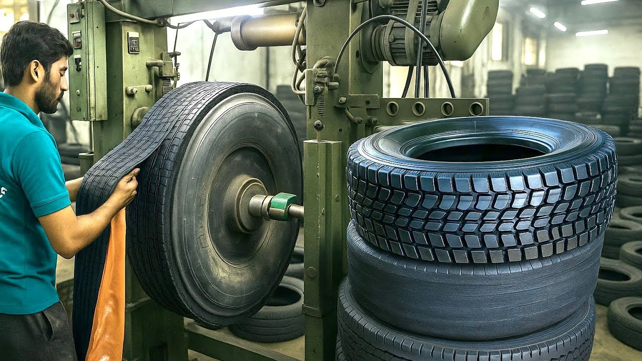 Incredible Process of Making Retreaded Tyre with Old Tyres || Recycling ...