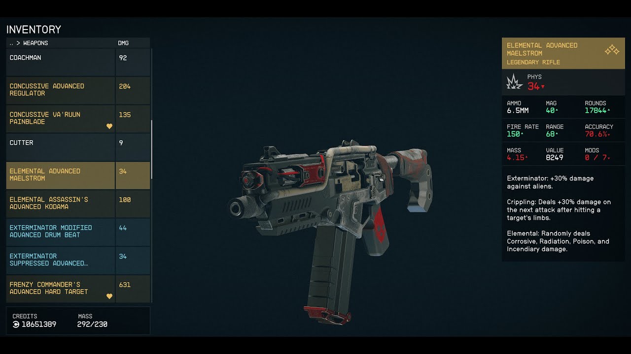 Starfield Legendary Elemental Advanced Maelstrom Drop, Found Legendary ...