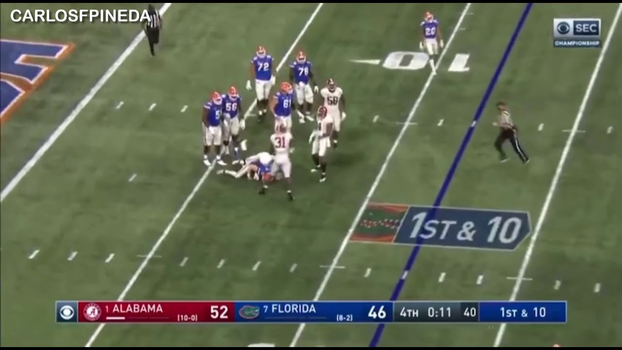 Alabama sack on final play of game Alabama vs Florida - YouTube