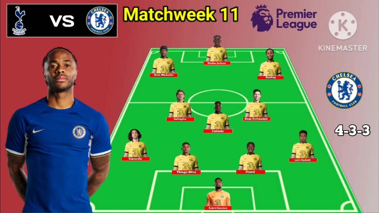 Tottenham vs Chelsea Line Up 4-3-3 With Colwill Matchweek 11 Premier ...