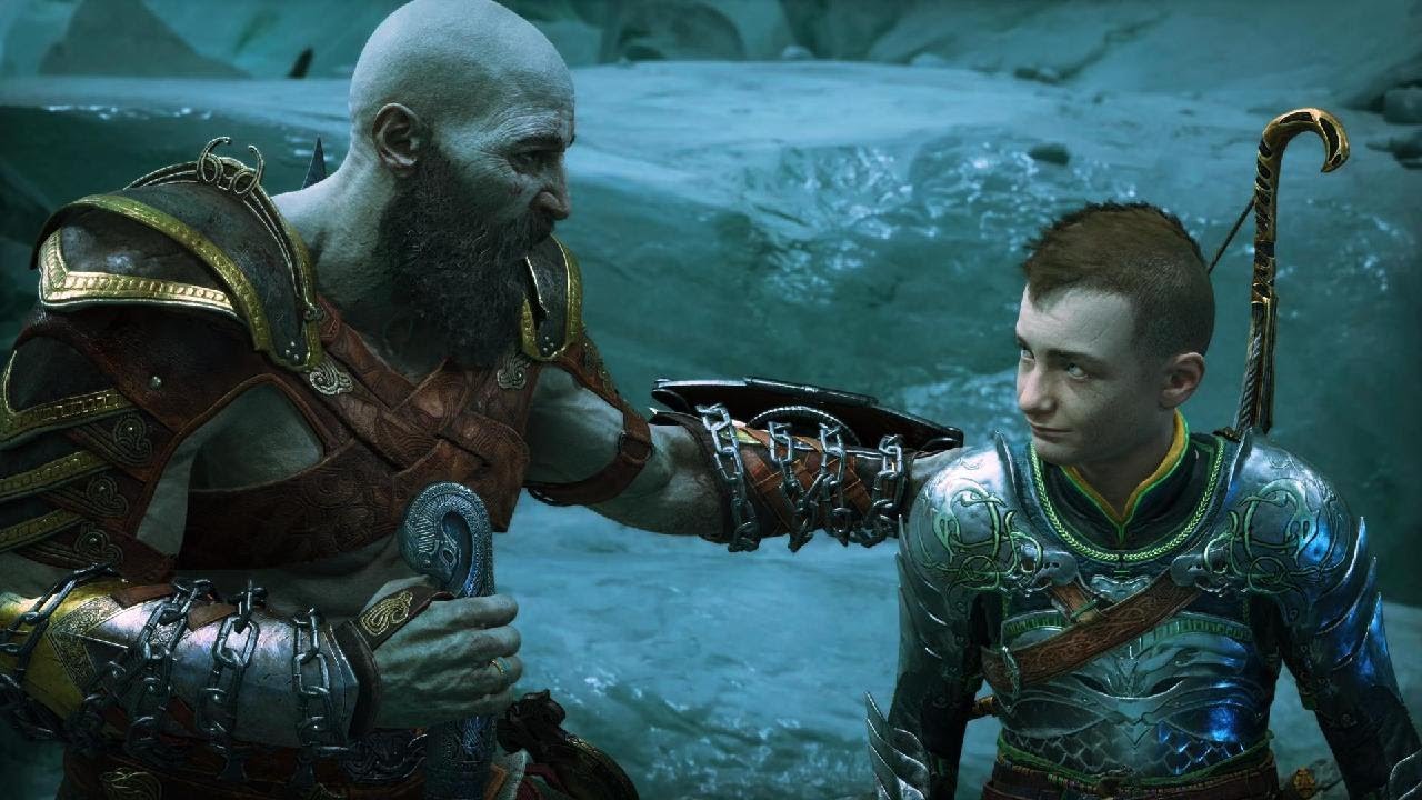 God of War Ragnarök: Kratos and Atreus acknowledge each other (scene ...