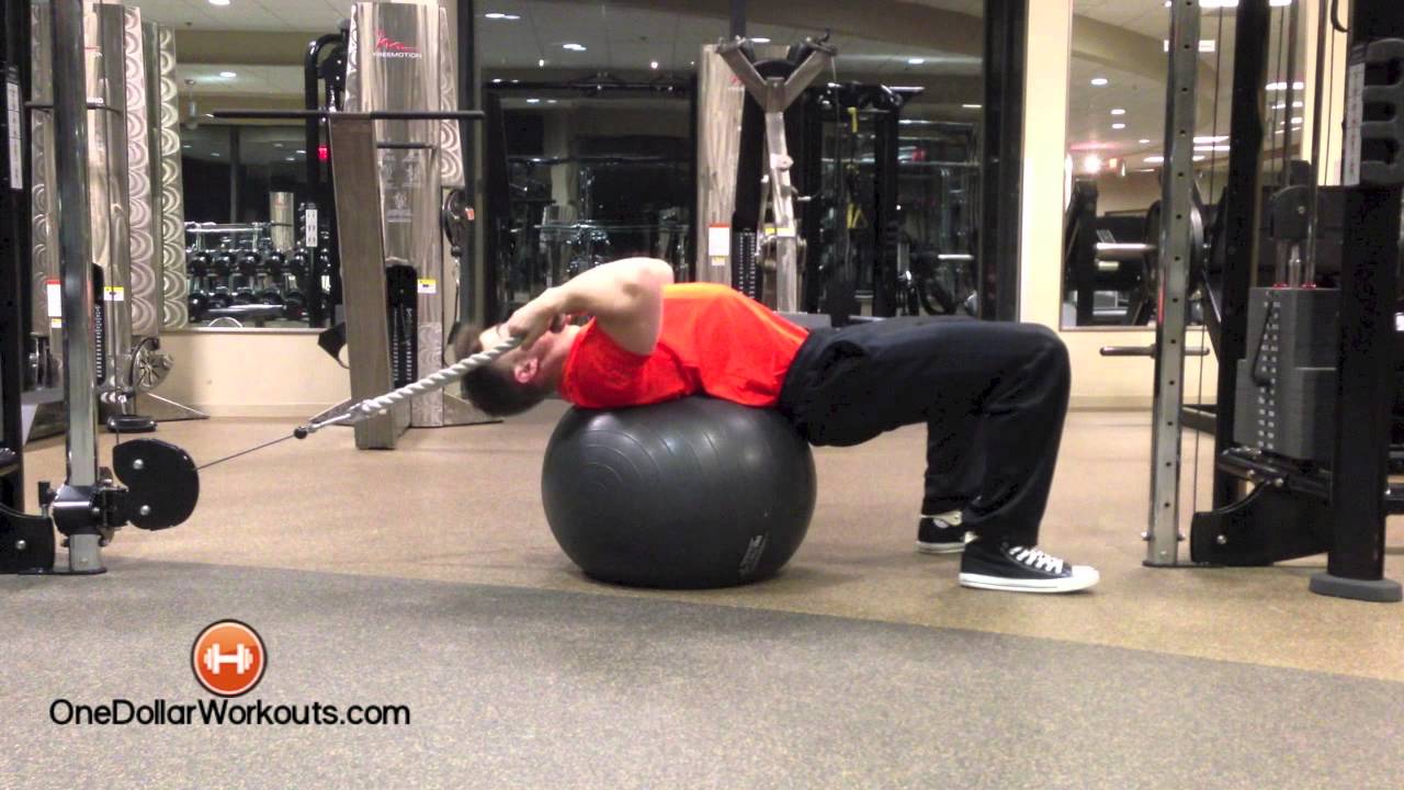 Swiss Ball Crunch Low Ropes - YouTube