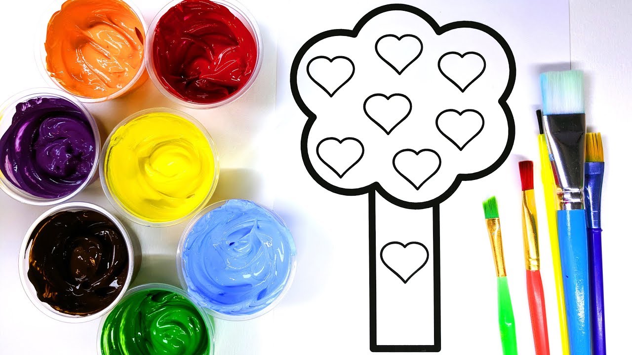 Painting Heart Tree, Present and Popsicle Painting Pages for Children ...