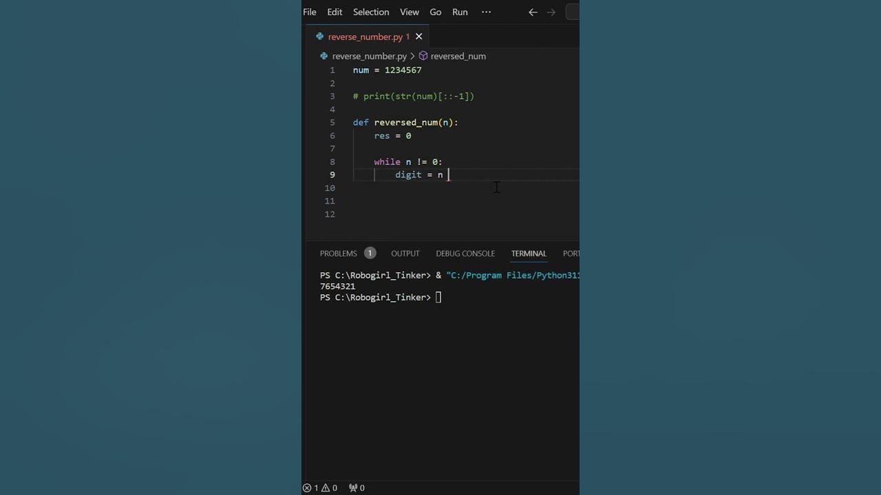 Reverse Number In Python Python Interview Codingtutorial Coding Viral Tutorial Reels