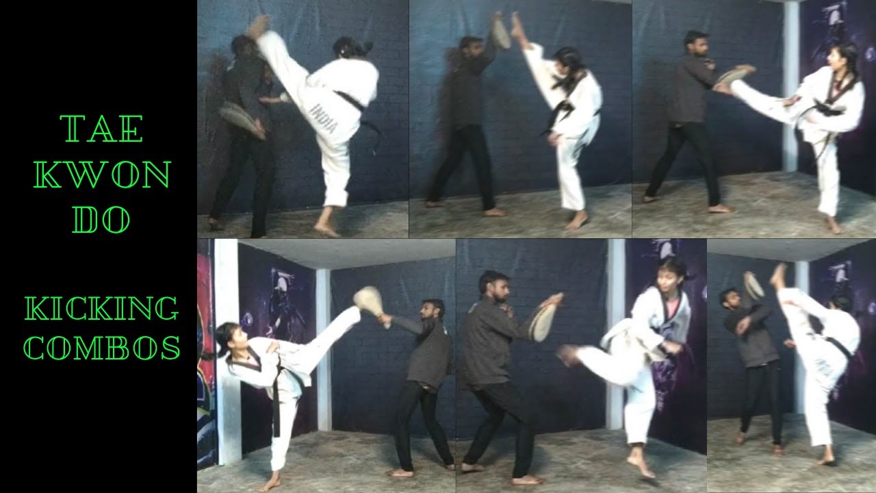 Taekwondo Classes Kicking Combos - YouTube