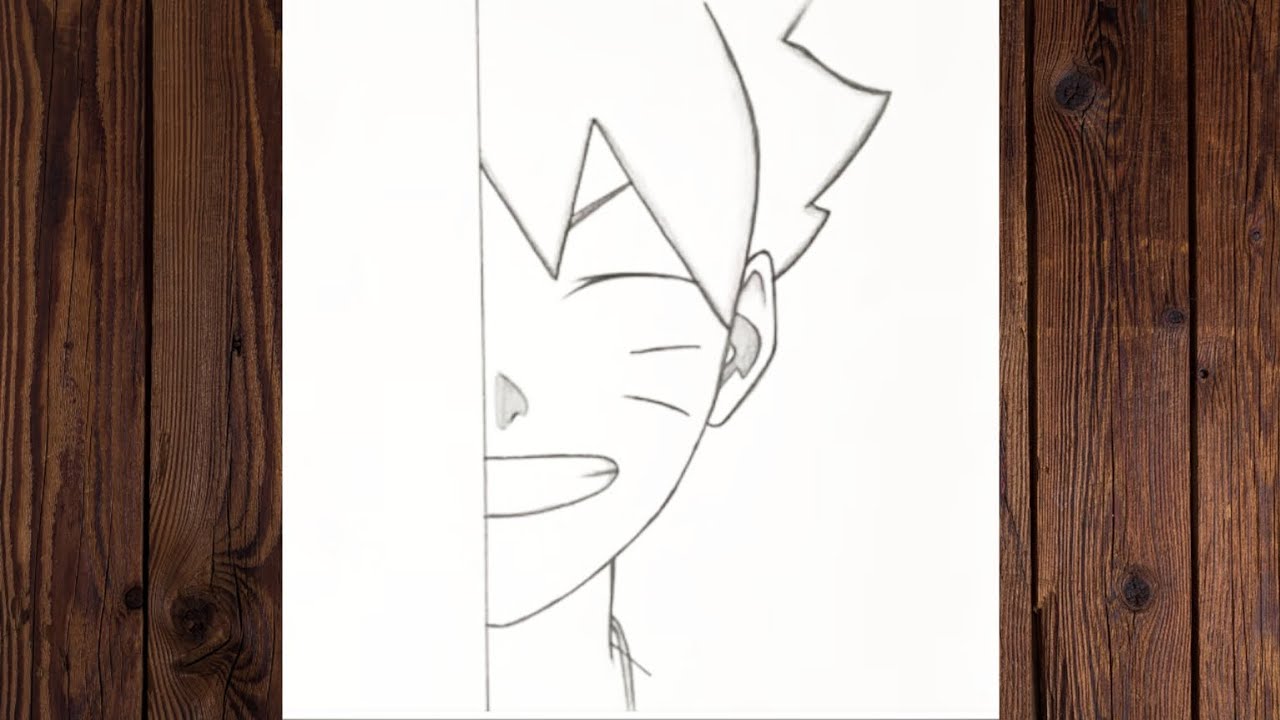 Easy anime sketch ||How to draw Boruto Uzumaki half face easy step by ...