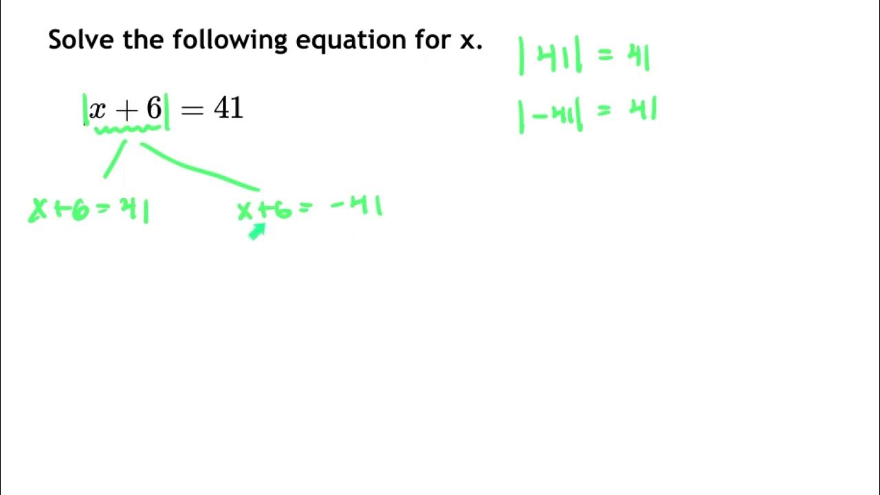 Solve Basic Absolute Value Equation - YouTube