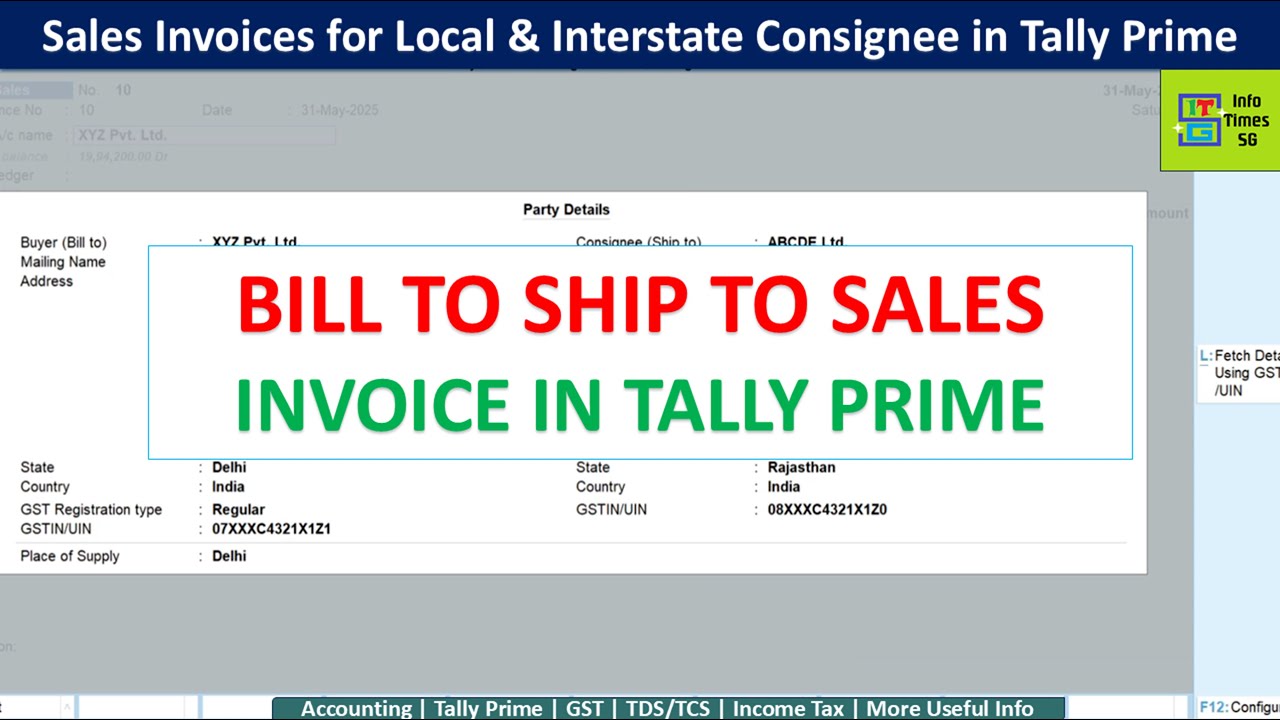 GST Sales Invoice in Tally Prime | Local GST Bill To Ship To Invoices ...
