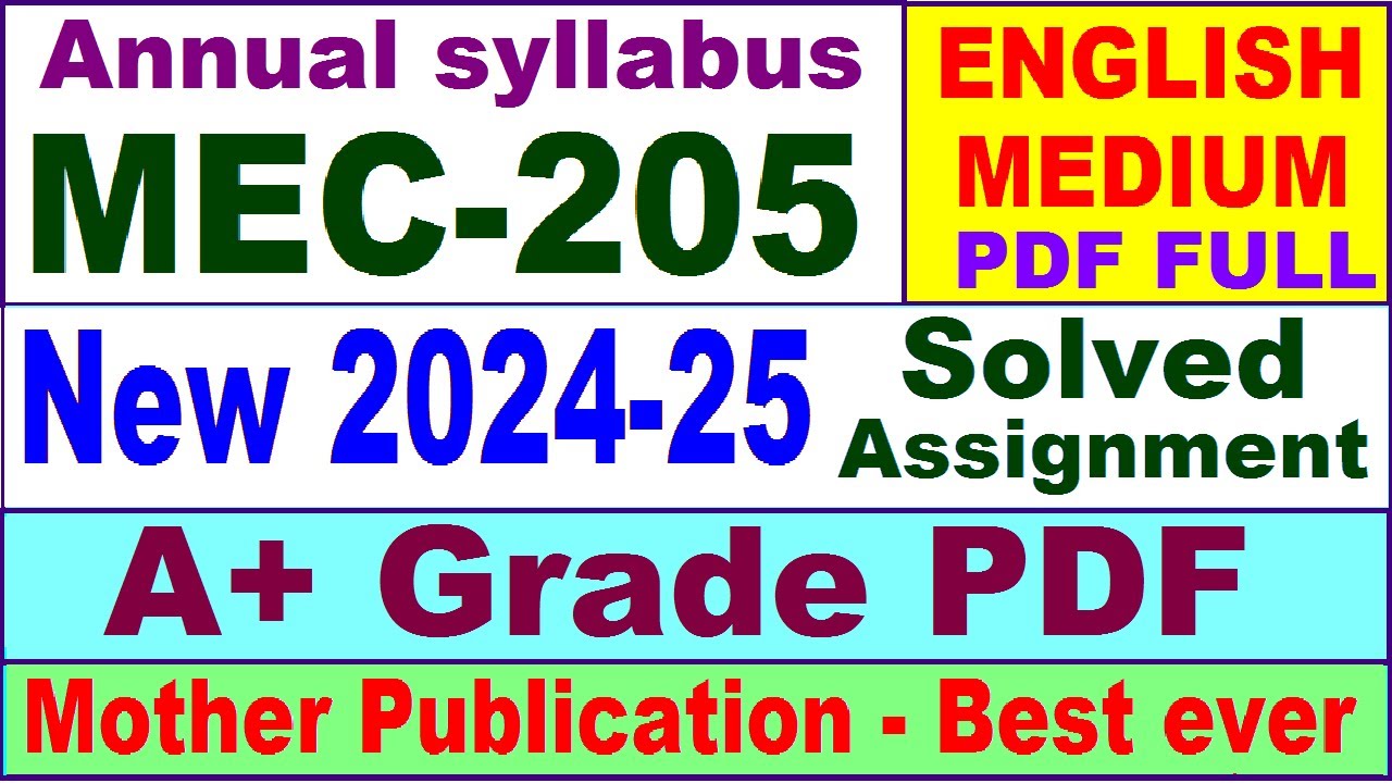 Annual Syllabus MEC 205 solved assignment 2024-25 in English || mec 205 ...