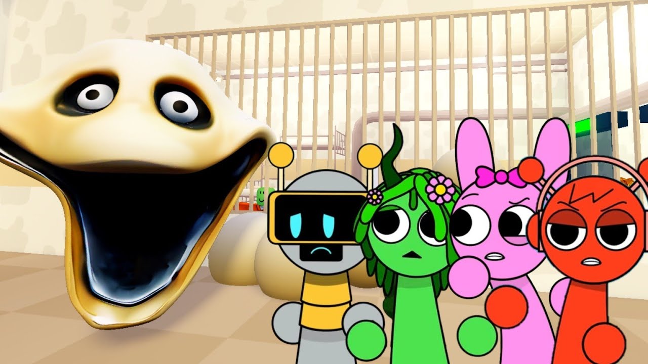 Sprunki Fun Bot & Pinki & Oren & Vineria Played Hungry Worm Prison ...