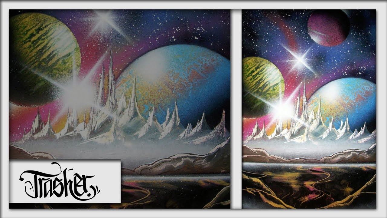 Spray Paint Art - Cosmic Scene - by: Trasher - YouTube