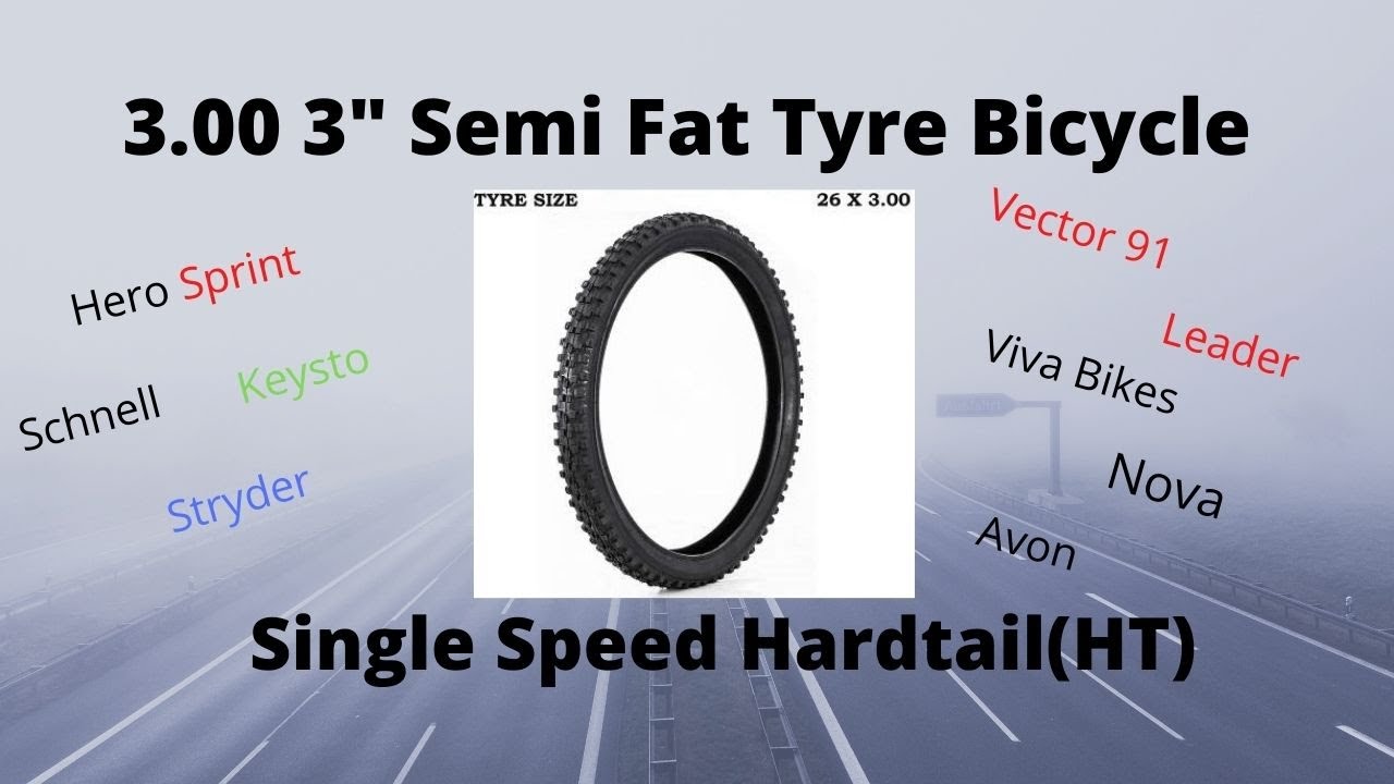 3.00 3" Semi Fat Tyre Bicycle single speed disc brake front suspension ...